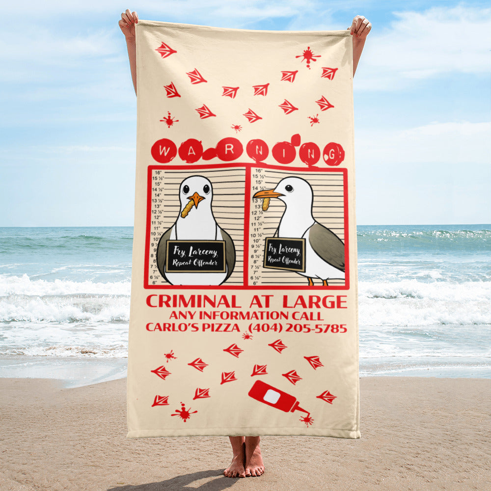 "Criminal At Large" Beach Towel – 17th & Surf